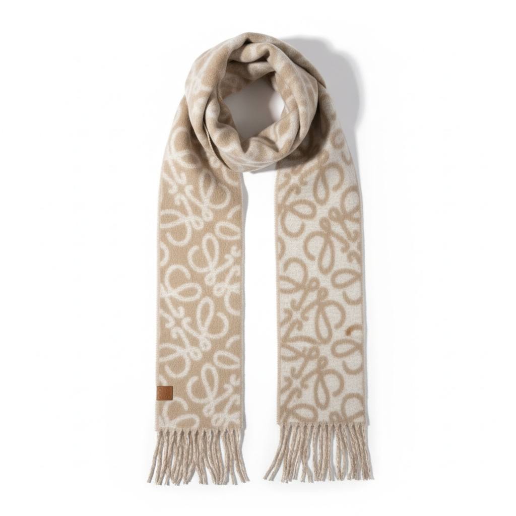 🤍 LOEWE Anagram Wool Scarf – Beige & Cream Edition – MASTERPIECE