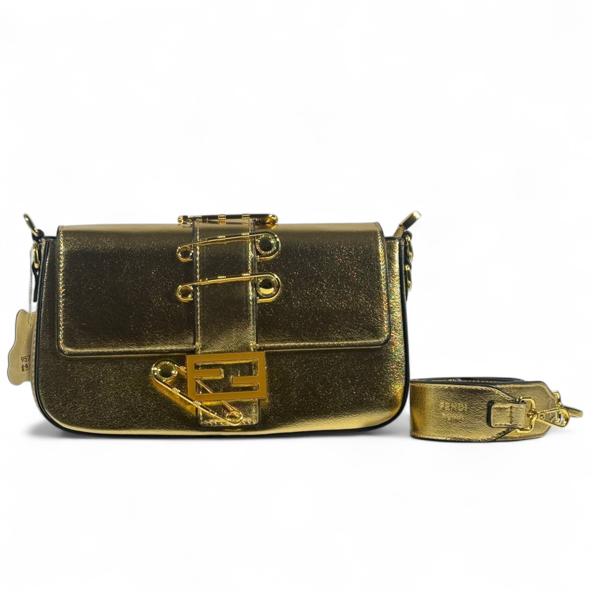 Fendace Gold Metallic Shoulder Bag 👜💛 (Fendi x Versace Collaboration ...