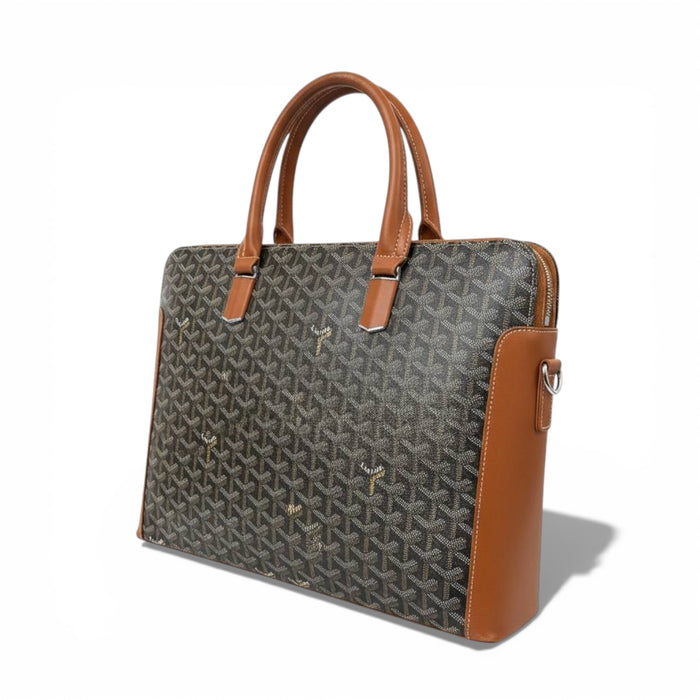 👜 Goyard Classic Monogram Structured Tote – Grey & Tan Leather | Timel ...