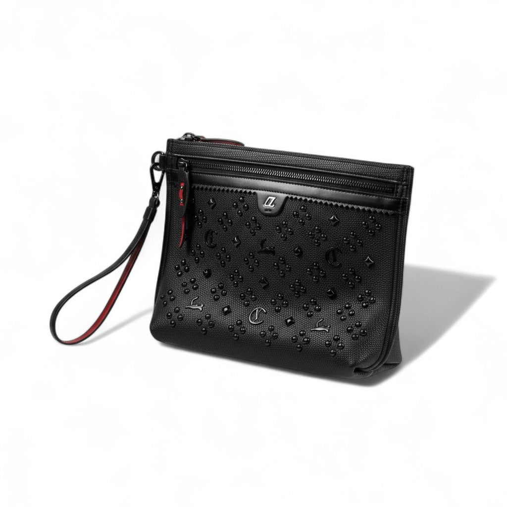 Christian Louboutin Black Studded Clutch 🖤 | Luxury Designer Wristlet ...